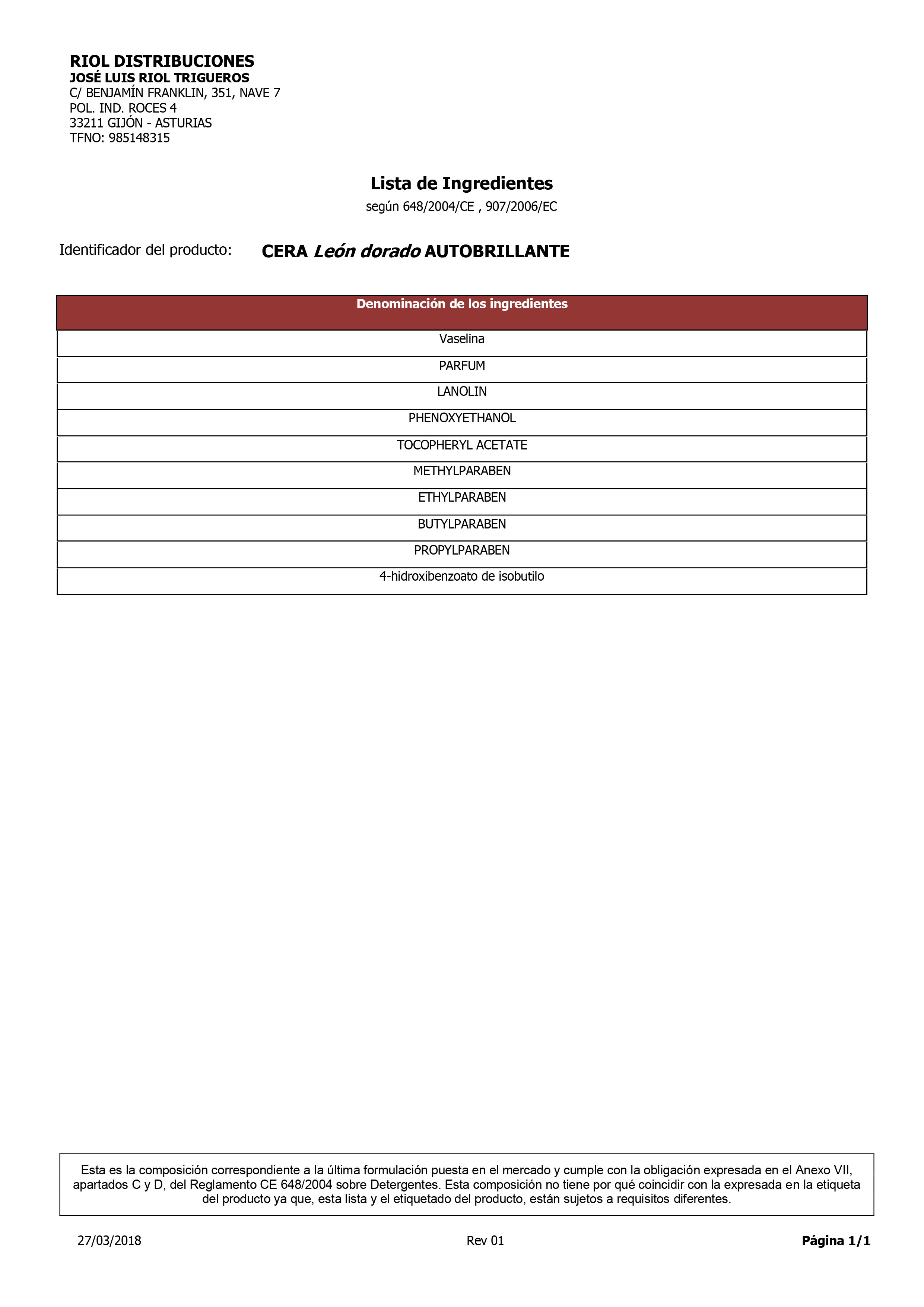 Cera para pieles curtidas | Riol Distribuciones S.L. Cera para pieles curtidas | Riol Distribuciones S.L.